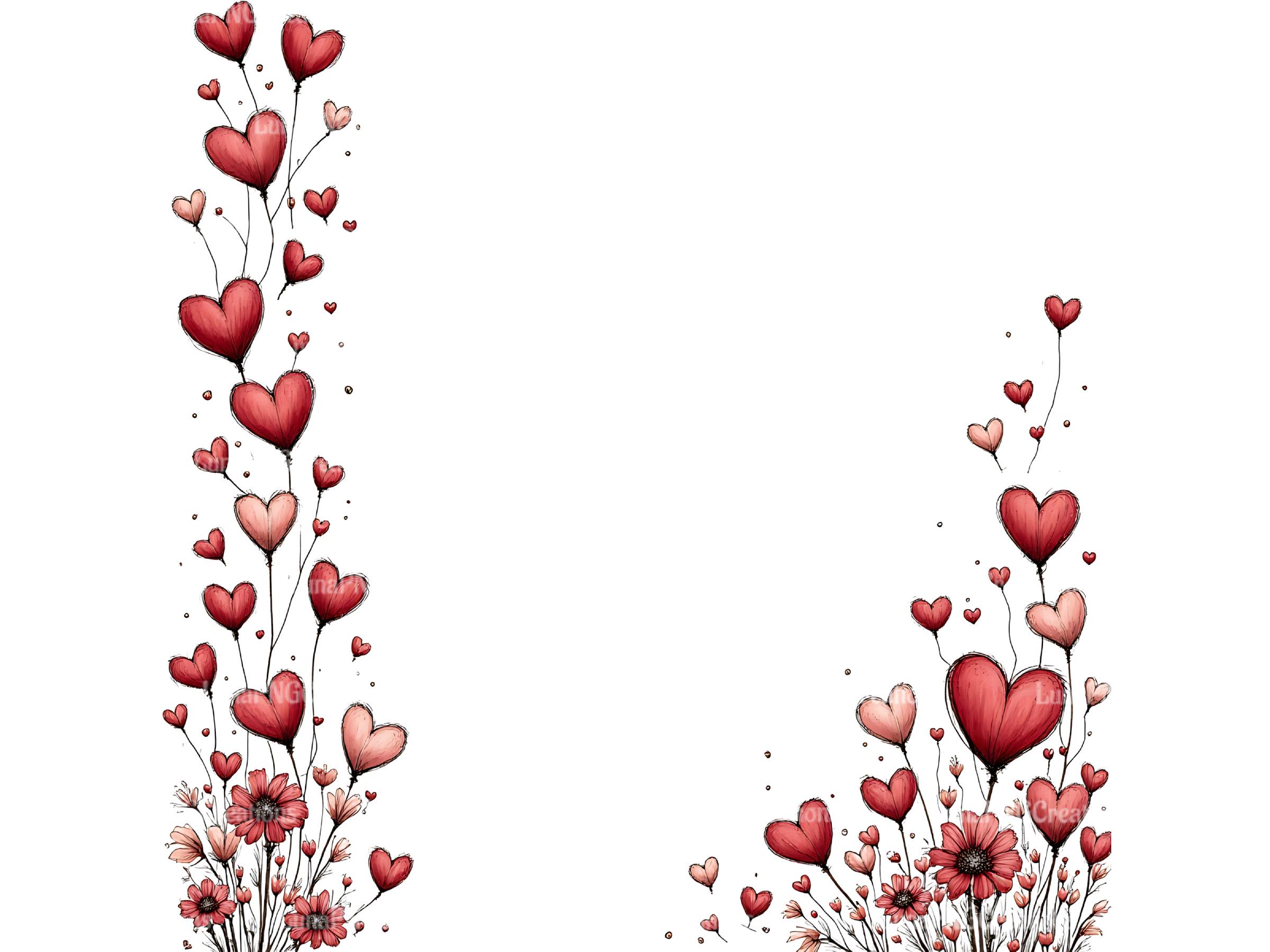14 Valentine Frame PNG, Heart Borders Clipart, Love Scrapbook Graphics ...
