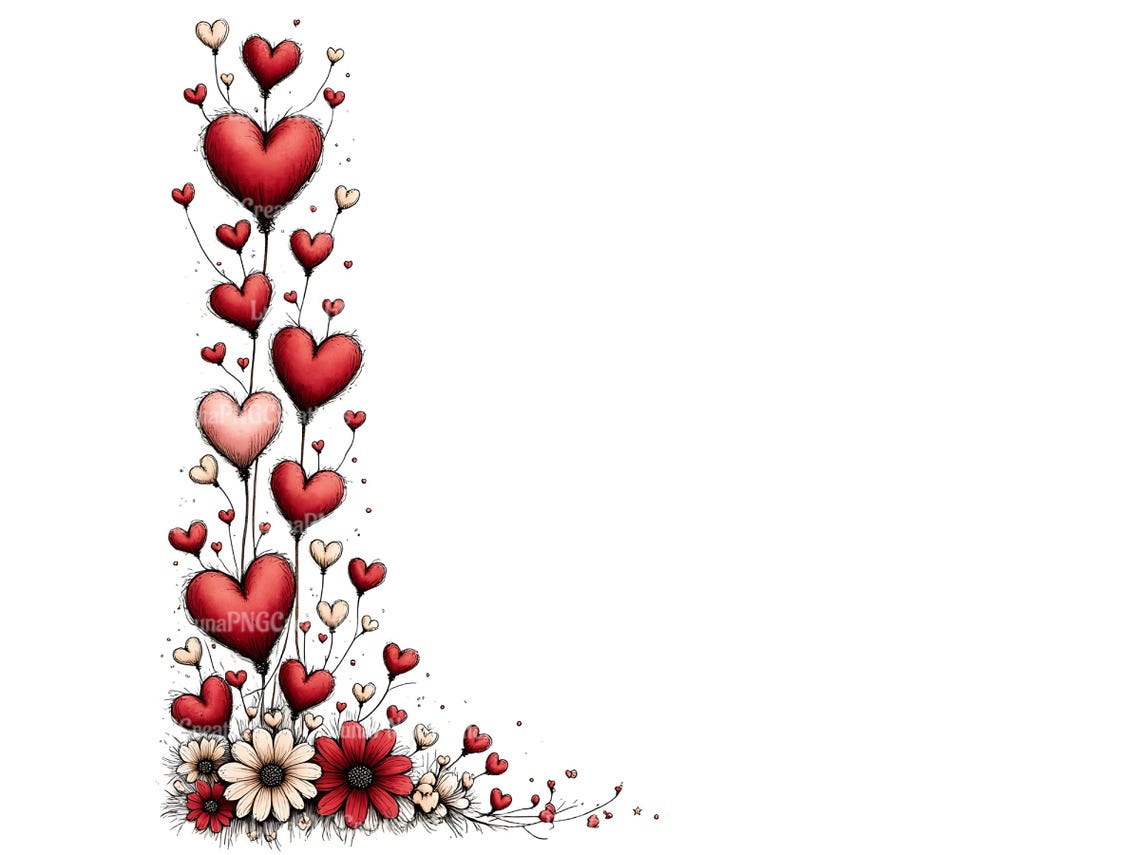 14 Valentine Frame PNG, Heart Borders Clipart, Love Scrapbook Graphics ...