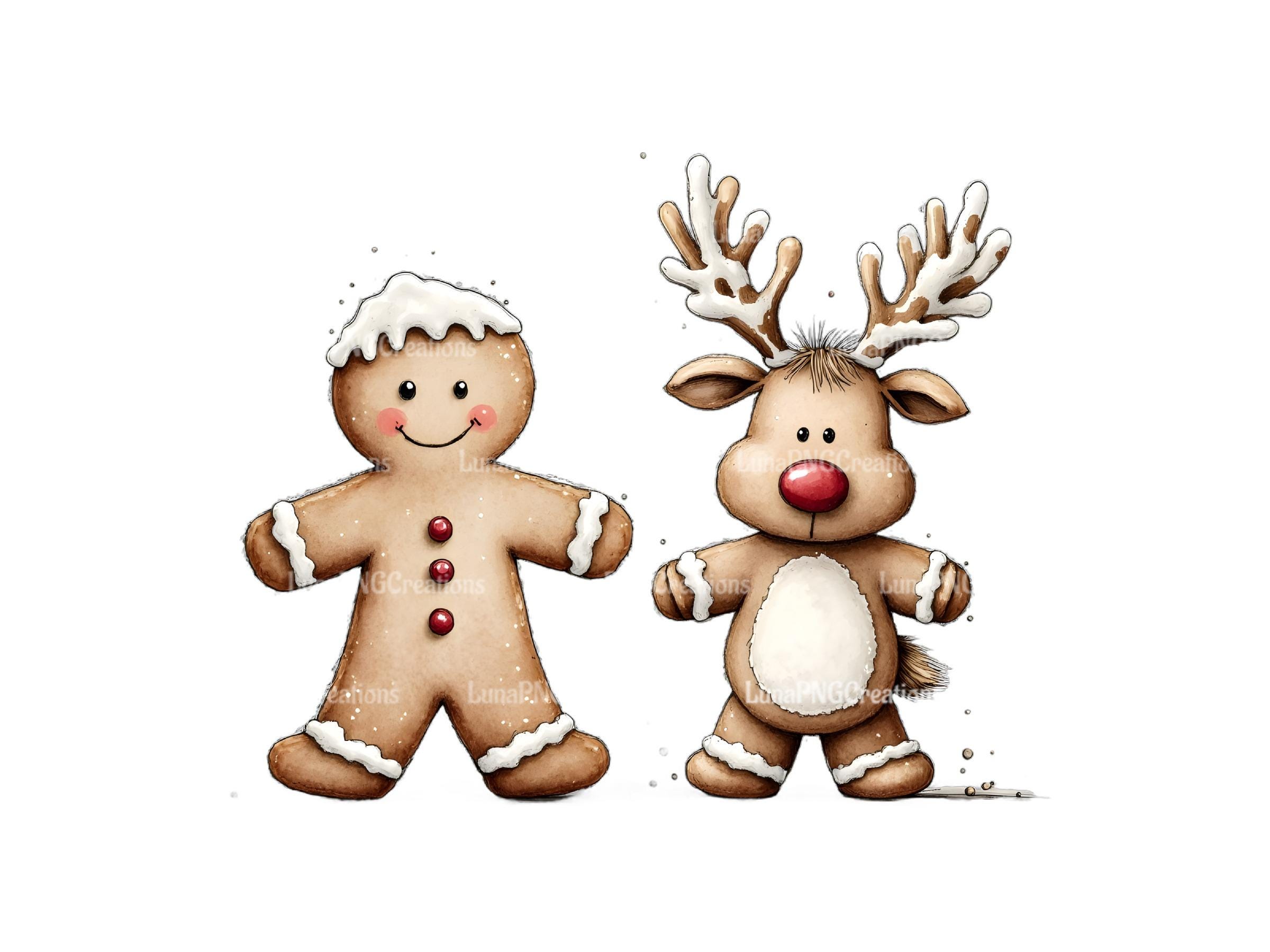 Gingerbread Christmas Clipart, Holiday Digital Art (PNG Files) - Etsy