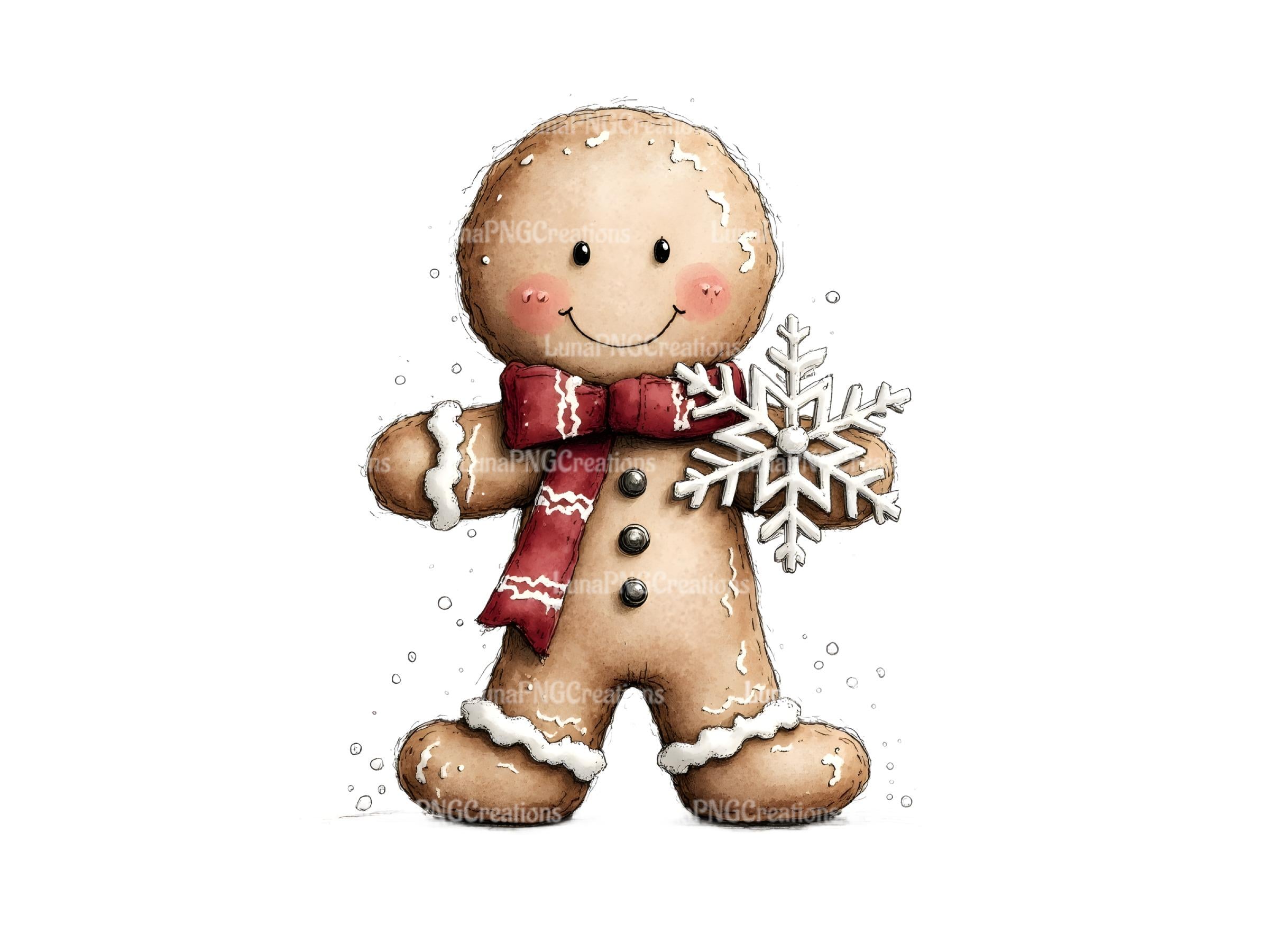 Gingerbread Christmas Clipart, Holiday Digital Art (PNG Files) - Etsy