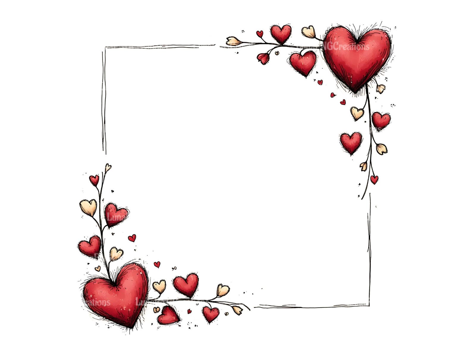 14 Valentine Frame PNG, Heart Borders Clipart, Love Scrapbook Graphics ...