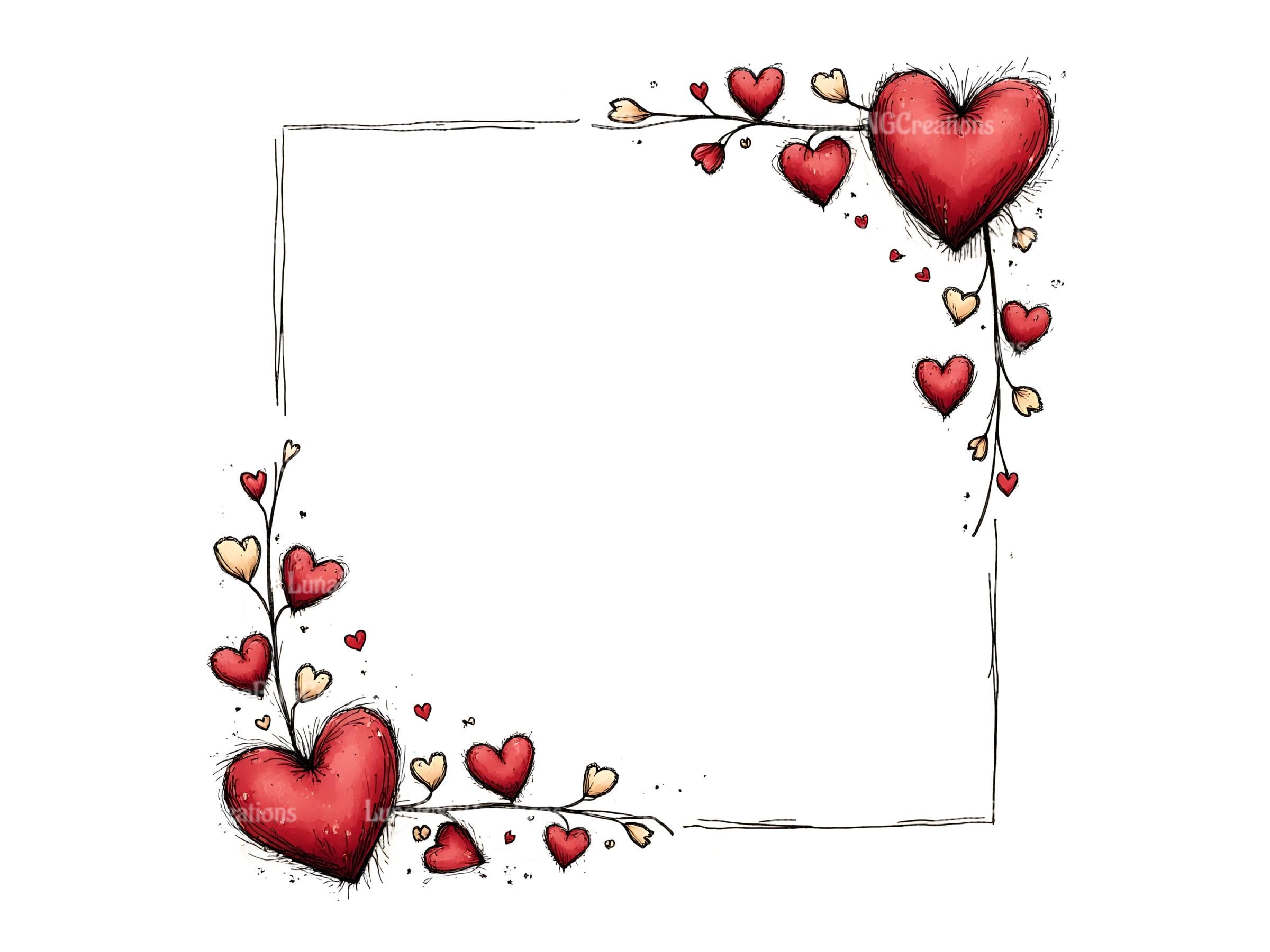 14 Valentine Frame PNG, Heart Borders Clipart, Love Scrapbook Graphics ...