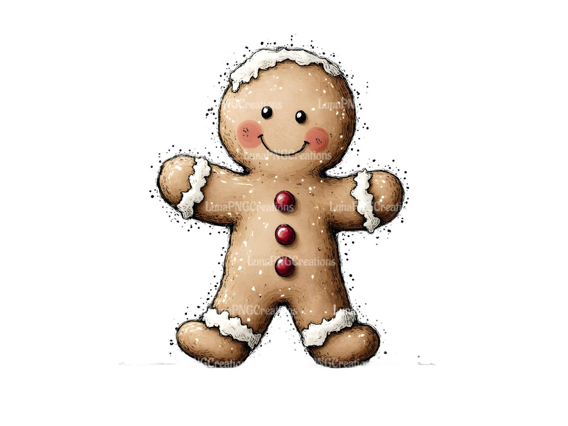 Gingerbread Christmas Clipart, Holiday Digital Art (PNG Files) - Etsy