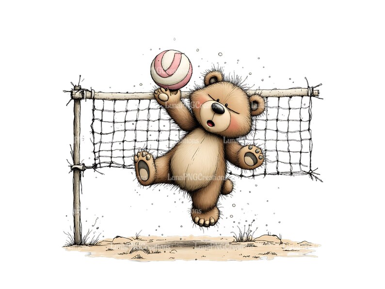 Volleyball Animals Clipart PNG, Cute Sports Designs, Whimsical Kids ...