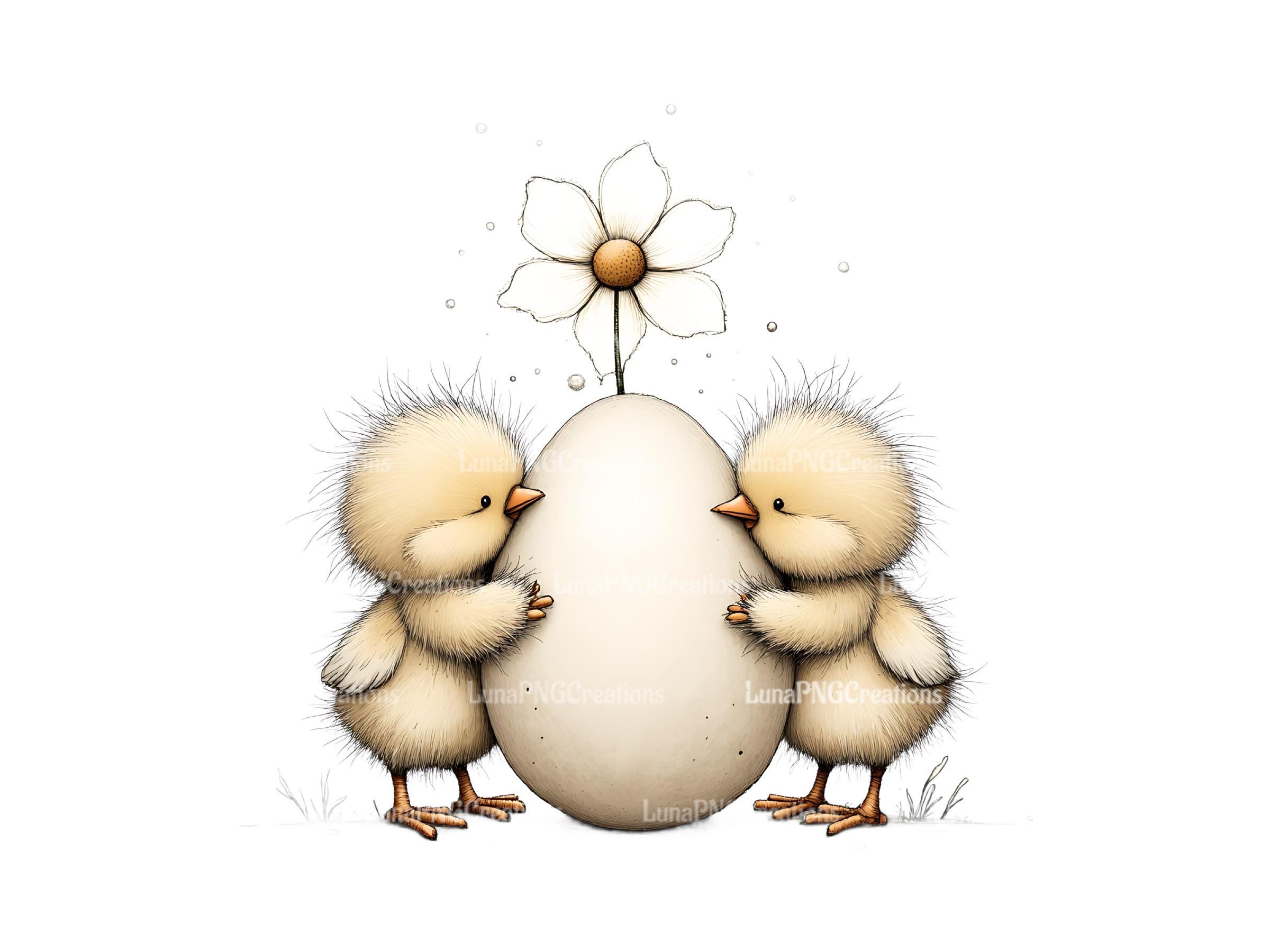 Easter Chick Clipart PNG, Spring Baby Chicken Art, Whimsical Easter Egg ...