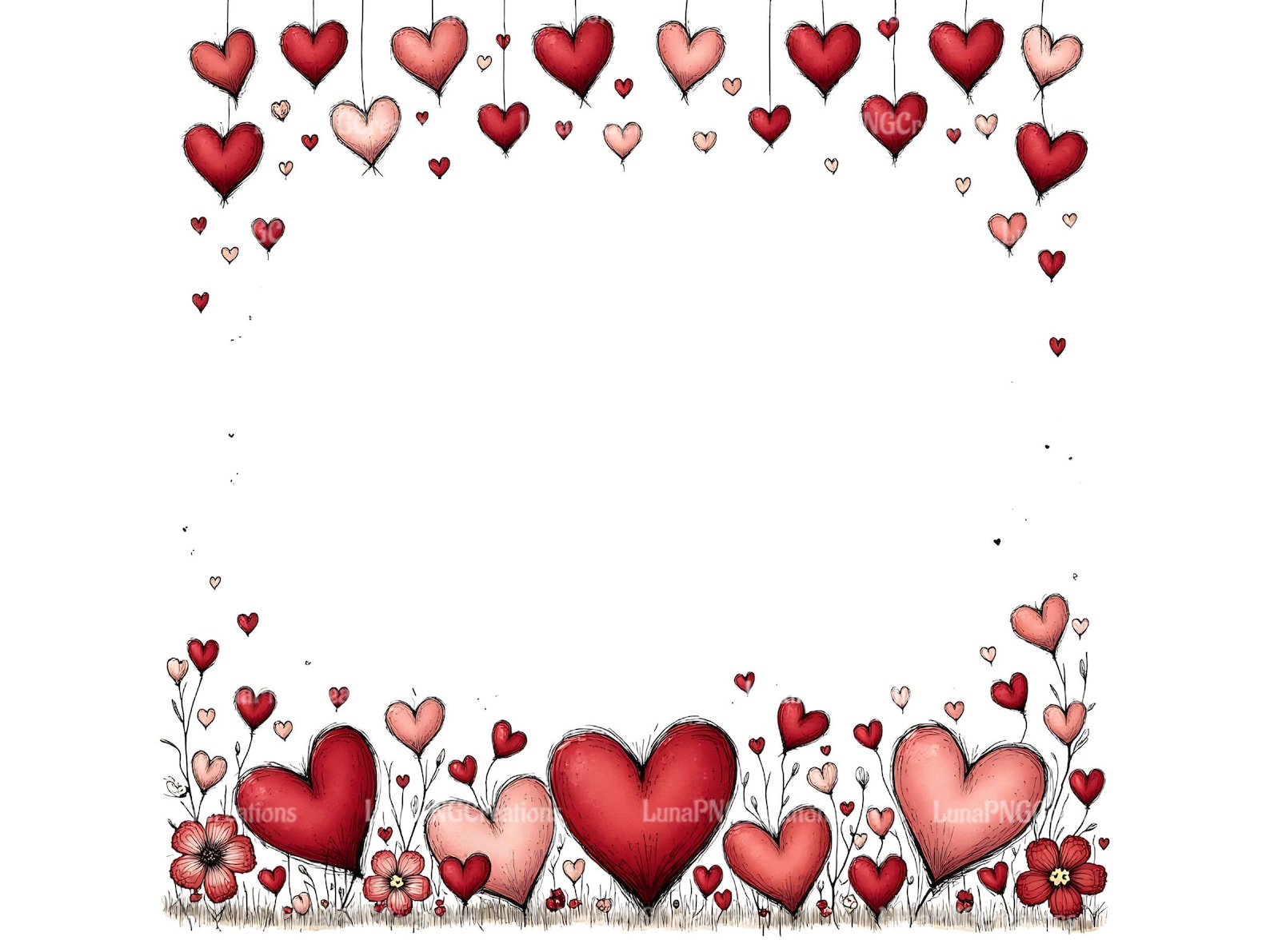 14 Valentine Frame PNG, Heart Borders Clipart, Love Scrapbook Graphics ...