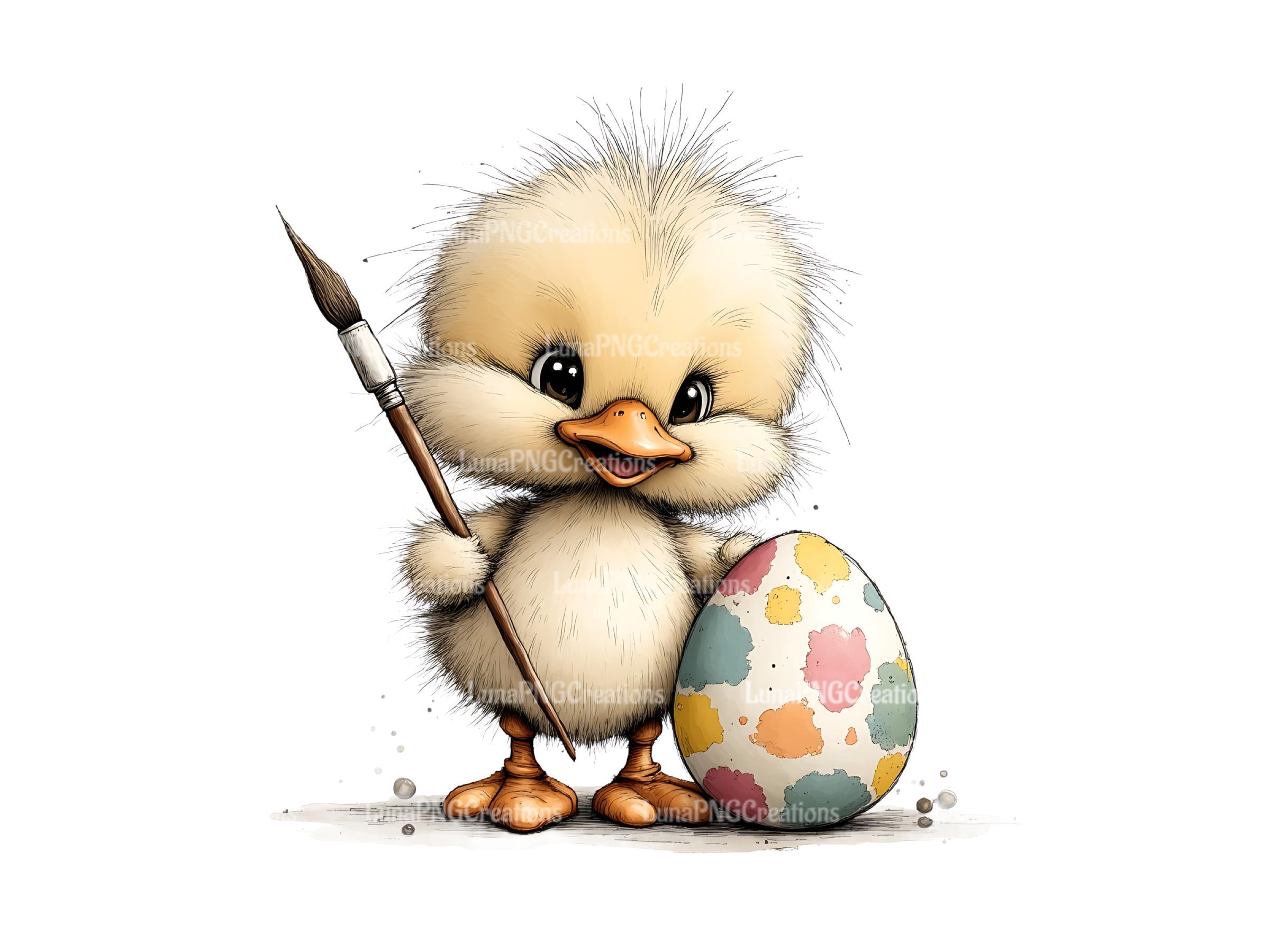 Easter Chick Clipart PNG, Spring Baby Chicken Art, Whimsical Easter Egg ...