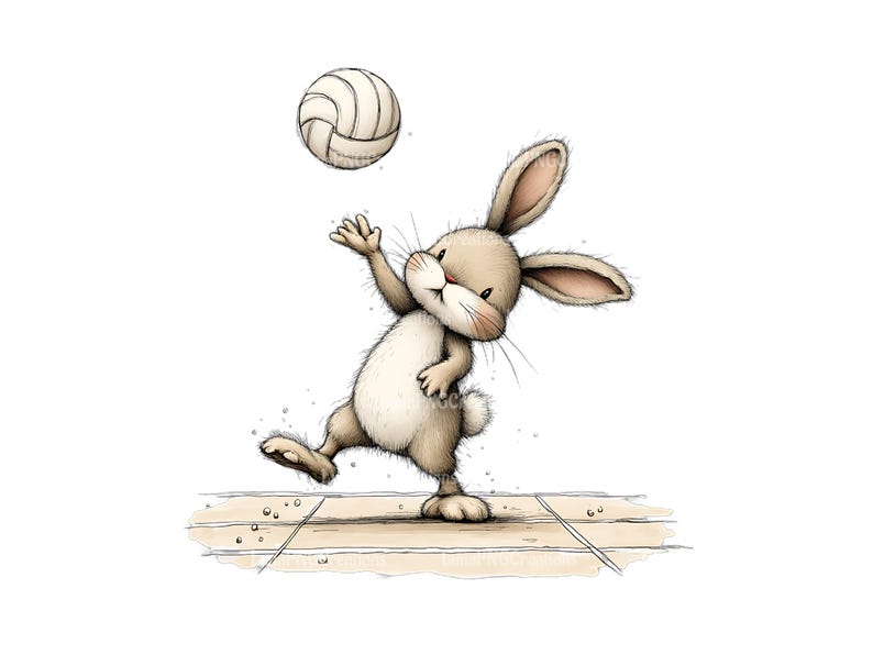 Volleyball Animals Clipart PNG, Cute Sports Designs, Whimsical Kids ...