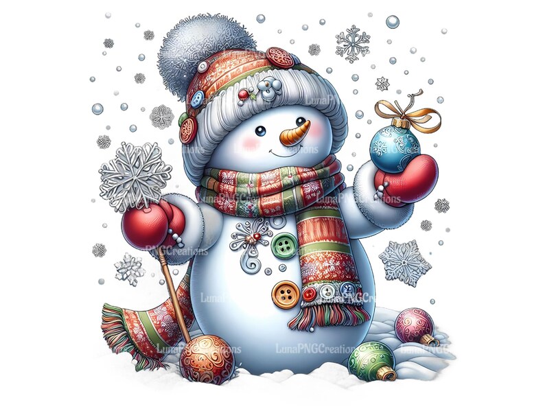 Snowman Clipart PNG, Christmas Digital Download, Santa Holiday Design ...