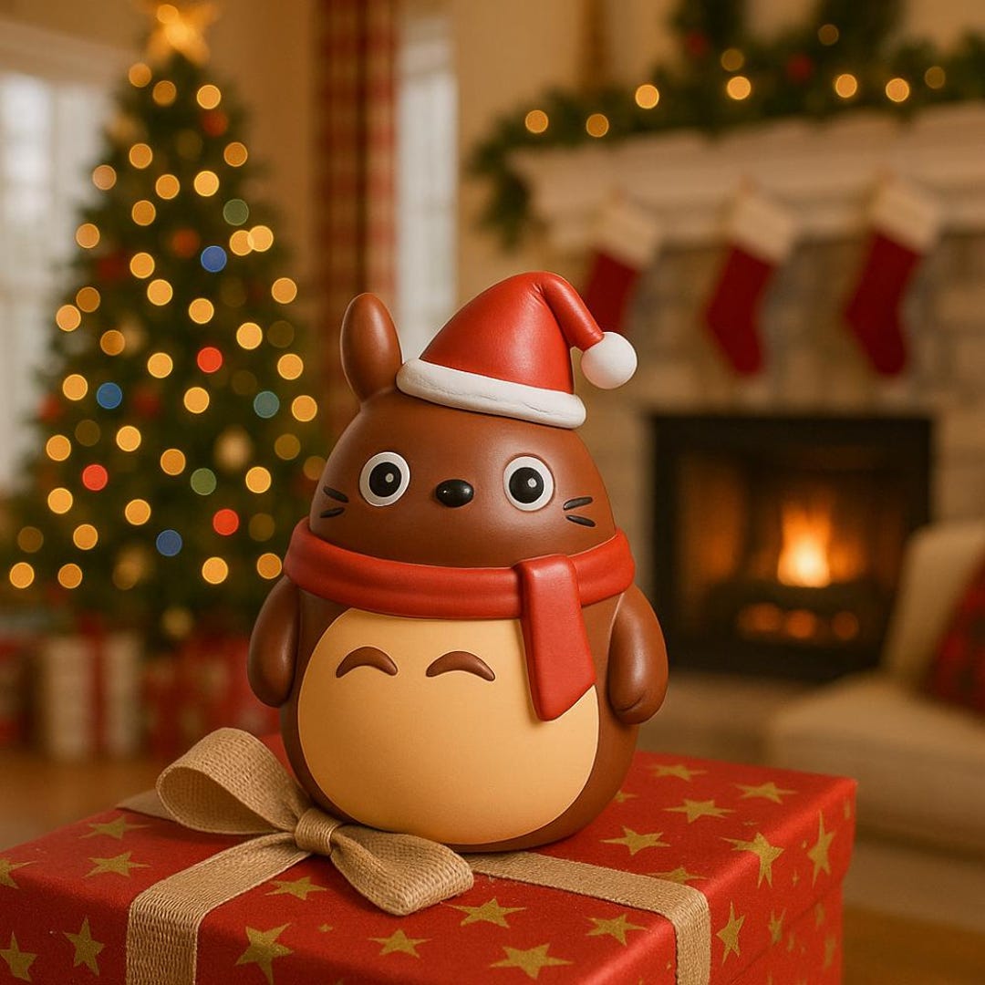 Handmade Christmas Totoro Figurine, Holiday Anime Decor - Etsy