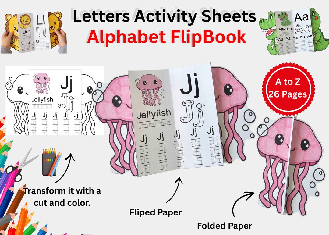 Alphabet Flipbook - Letters Activity Sheets - Etsy