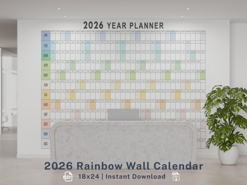 2026 Wall Calendar 18x24 – Year‑at‑a‑glance Poster for Home Command ...