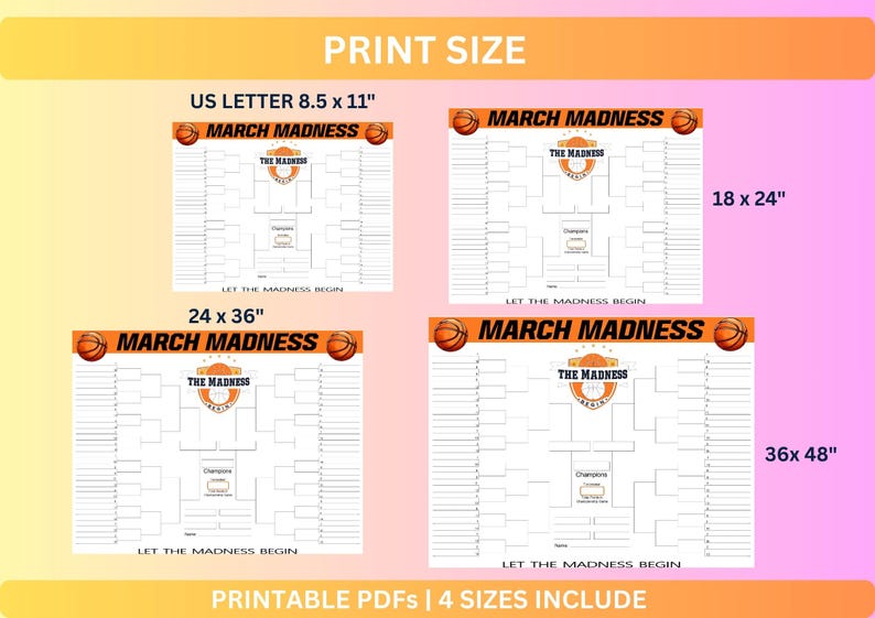 March Madness Bracket 2026 Printable Large Poster - Etsy