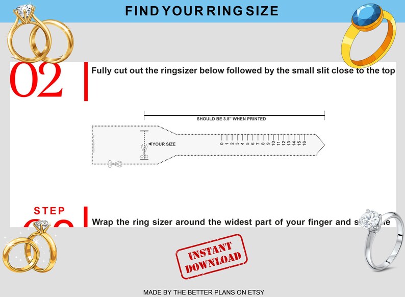 Printable Ring Sizer | Paper Ring Measurement Guide - Etsy