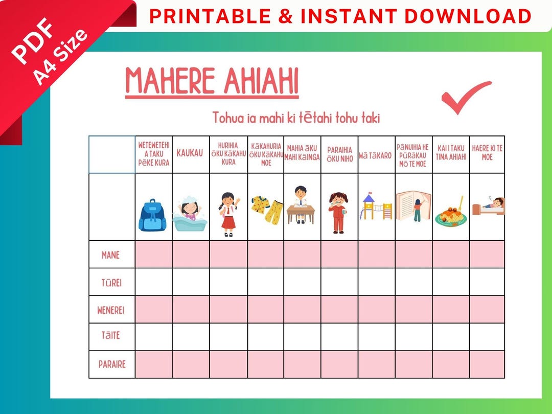 Te Reo Māori Routine Charts for Kids | Morning Evening Daily Planner ...