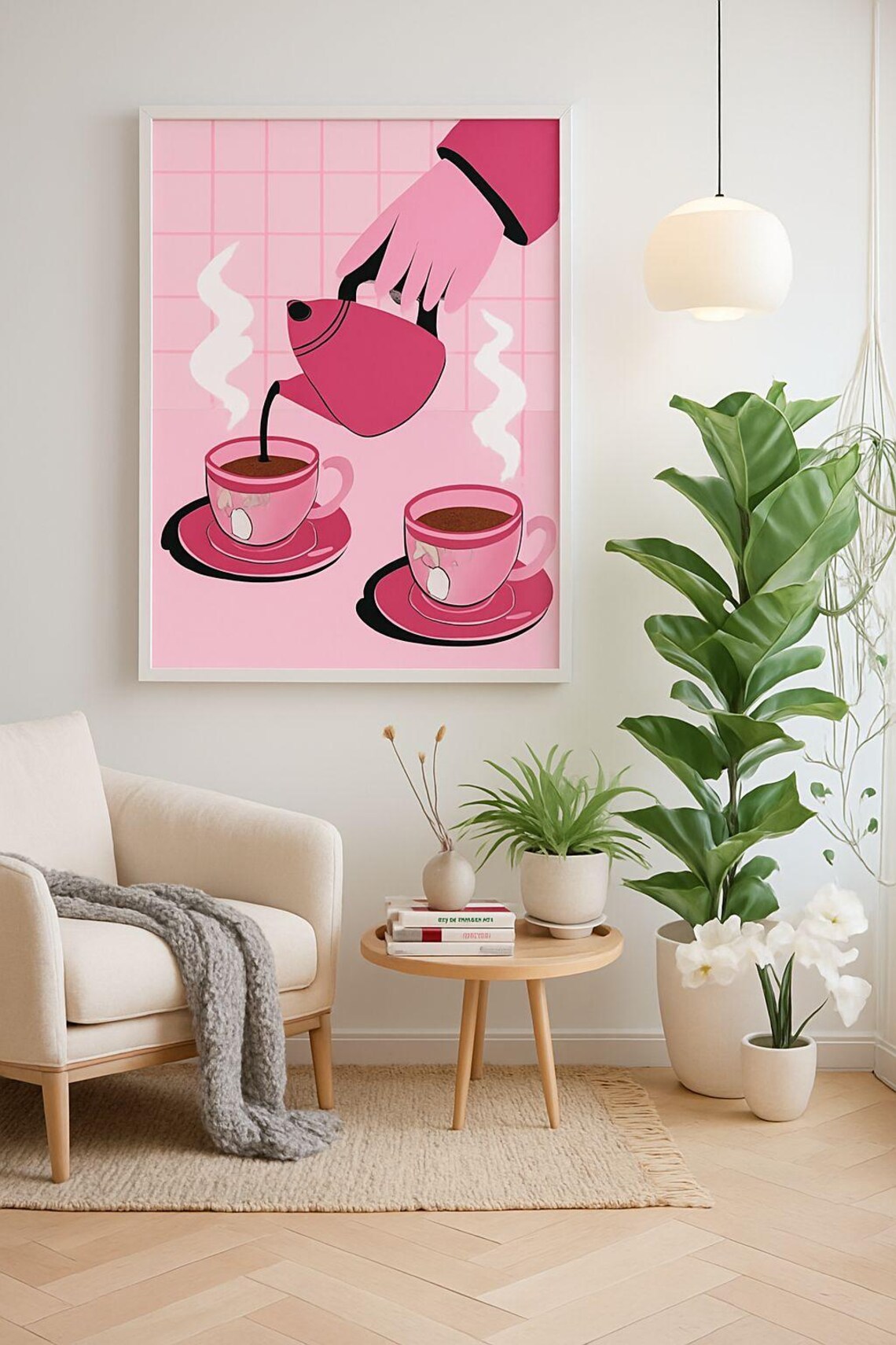 Pink Tea Poster Trendy Pop Art Wall Print Dopamine Decor Digital ...