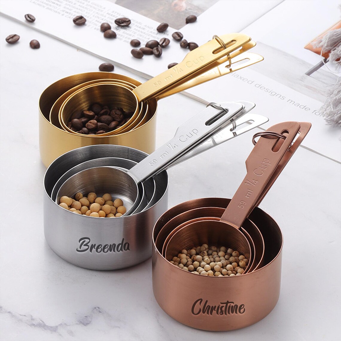 Personalized Measuring Cups and Spoon Set 8PCS – Custom Kitchen ...