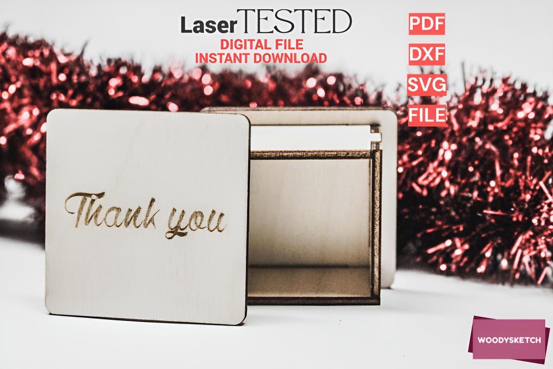 Thank You Wooden Box SVG | Laser Cut Gift Box File - Etsy