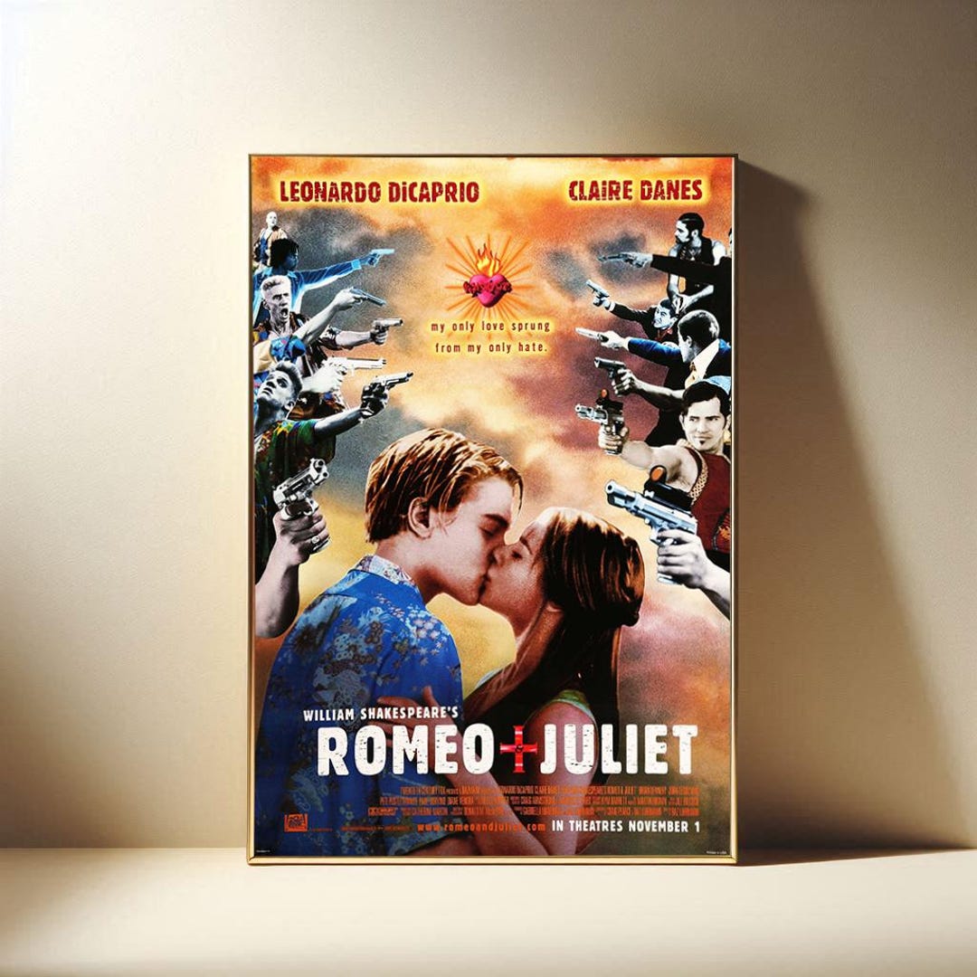 Romeo and Juliet (1996) Love Fiction Film Poster, Modern Movies Art ...