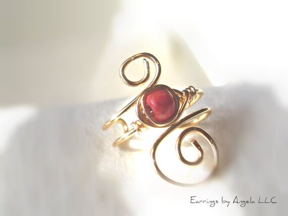 Dark Pink Ear Cuff//Gold Cuff//Love//Swirl Cuff//Wire | Etsy