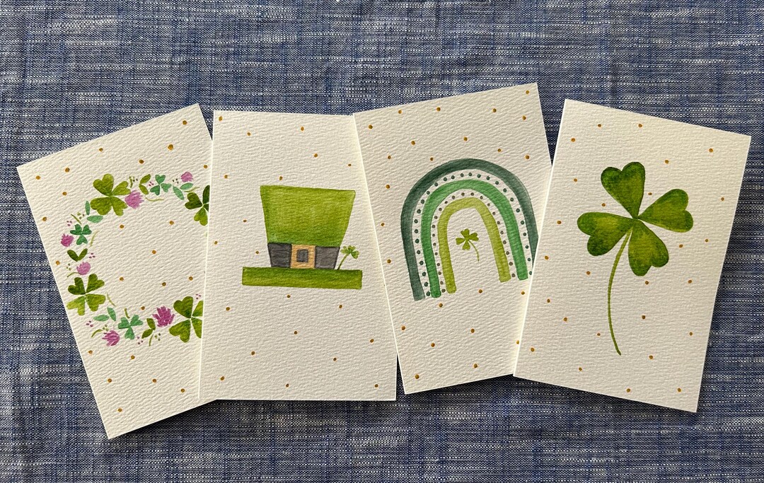 Hand-painted St. Patrick’s Day Watercolor Greeting Cards - Set of 4 ...
