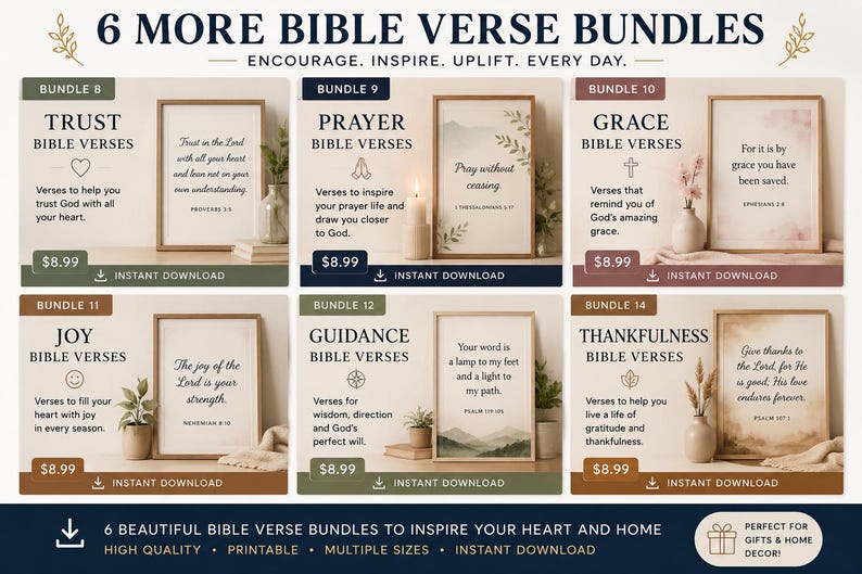 Strong Bible Verses Wall Art Bundle.christian Printable Decor. Neutral ...