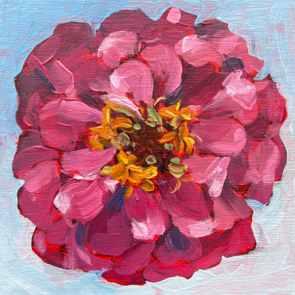 Zinnia Painting - Etsy