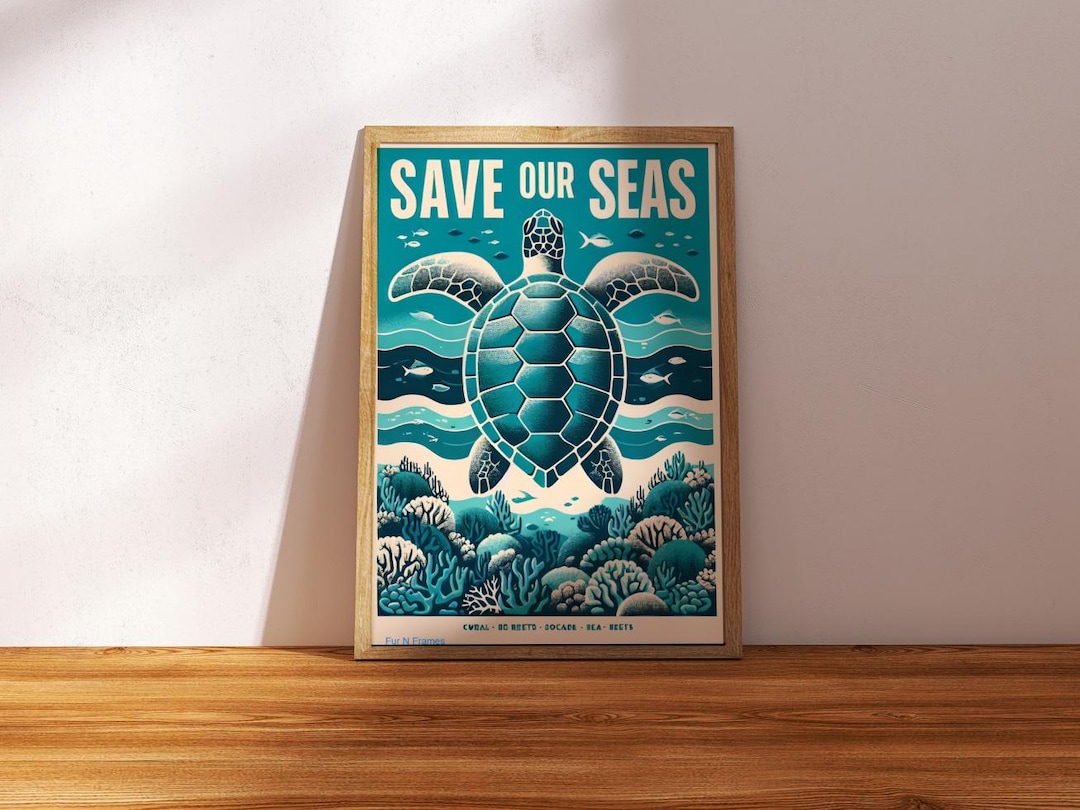 Sea Turtle Art Print – Ocean Conservation Poster, Beach House Decor - Etsy