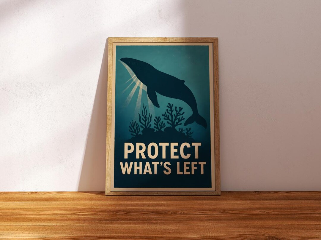 Protect What’s Left Poster – Whale Conservation Art Print, Ocean ...