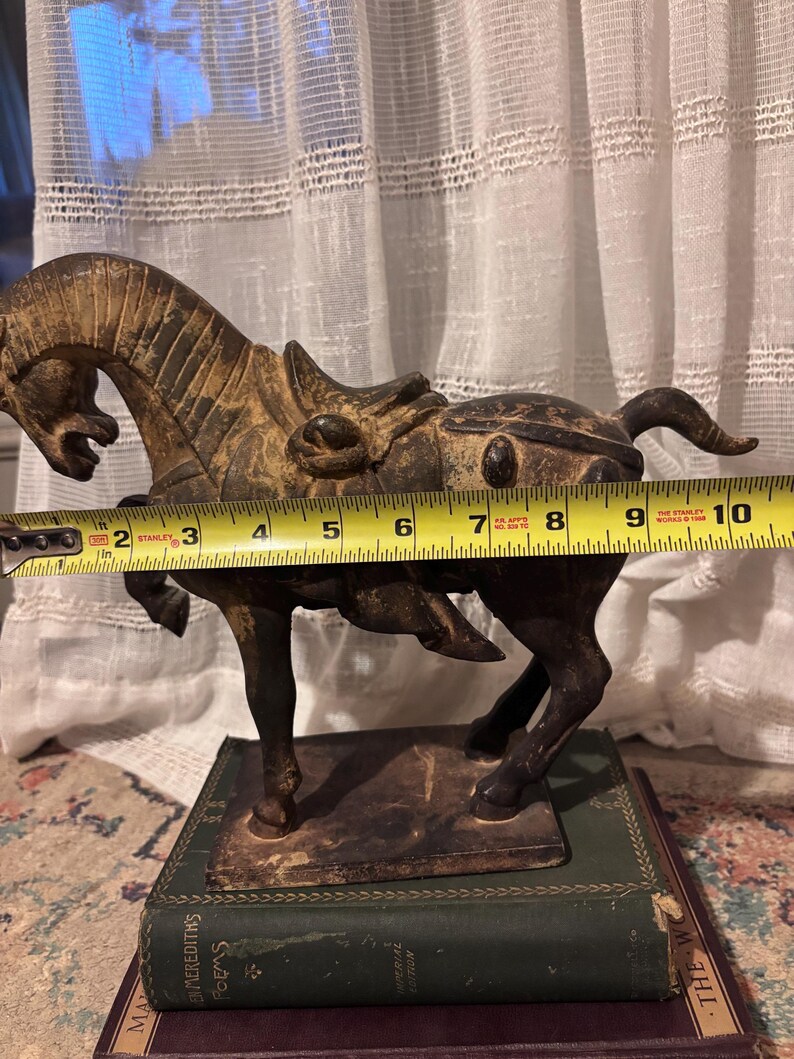 Metal Chinese War Horse Sculpture Vintage Tang Dynasty - Heavy Doorstop ...
