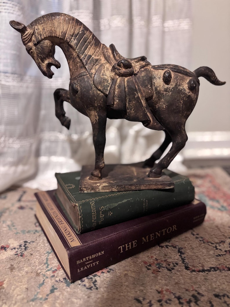 Metal Chinese War Horse Sculpture Vintage Tang Dynasty - Heavy Doorstop ...