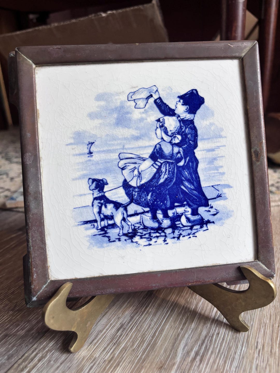 Delft Style Tile in Antique Metal Frame - Etsy