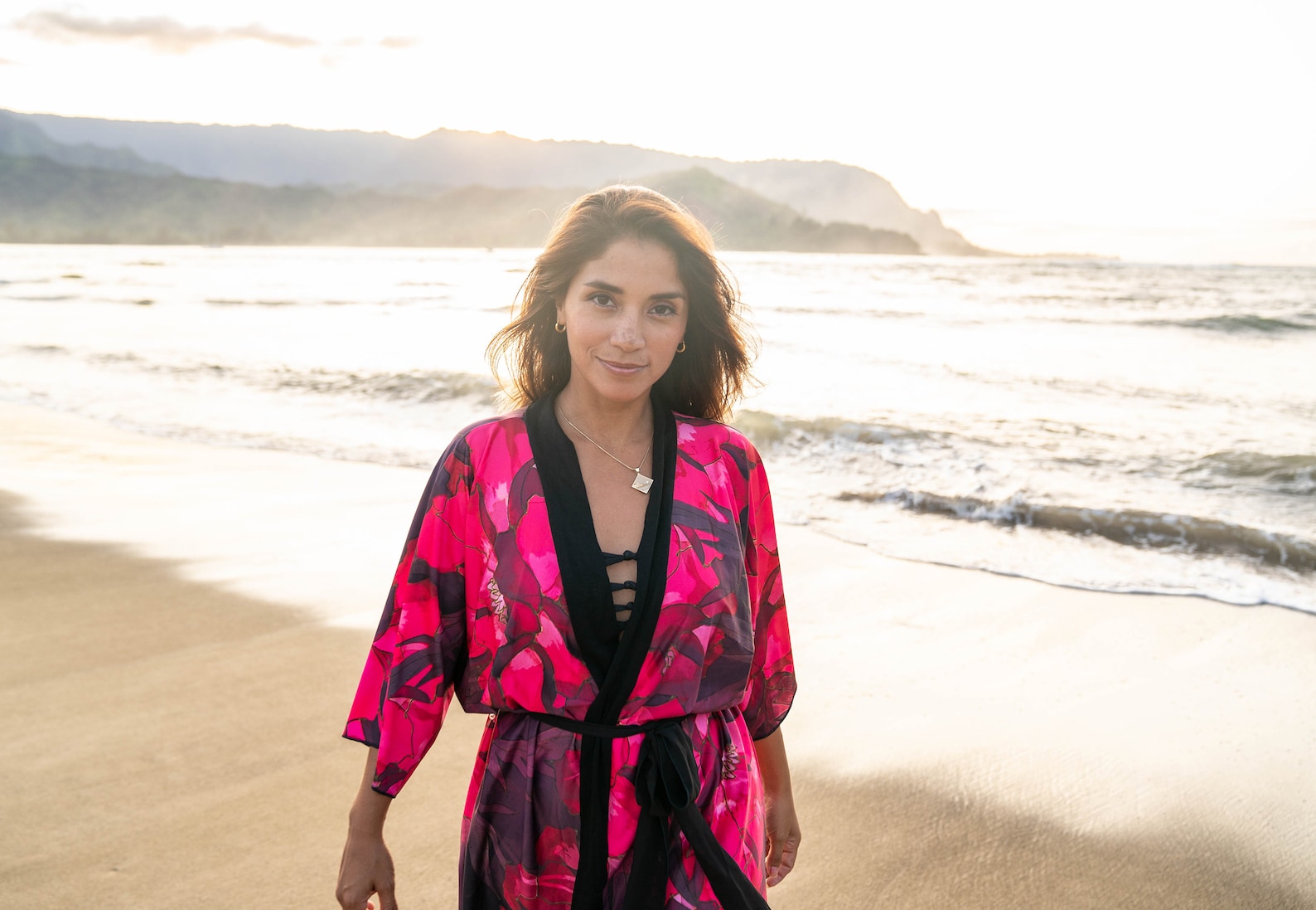Silk Kimono Robe, Ruby Red Peony, Available in Silk Twill, Sheer Poly ...