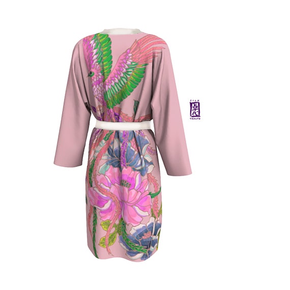 Pink Phoenix Kimono Robe Long Japanese Paradice Phoenix in - Etsy
