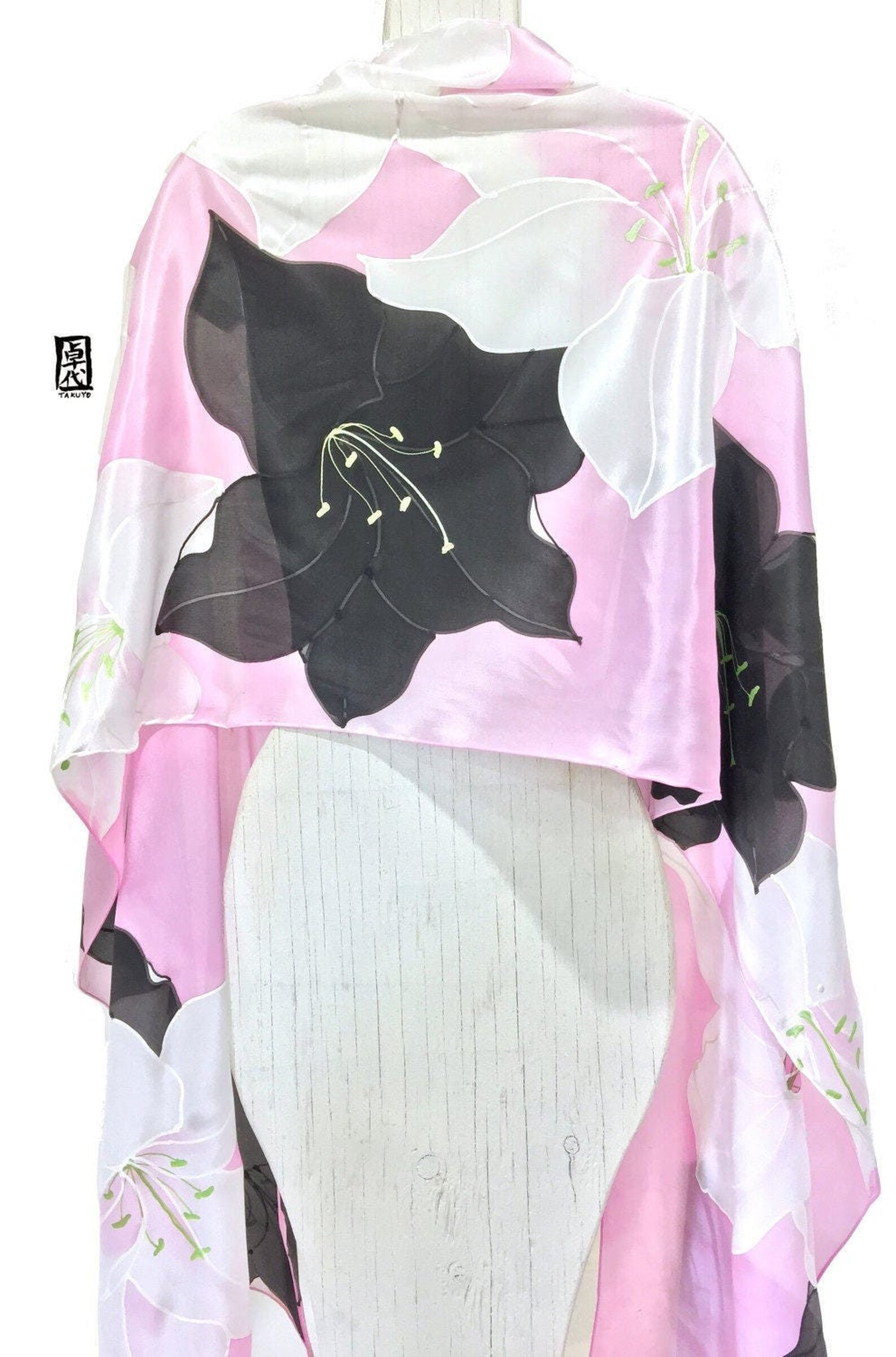 Hand Painted Silk Wrap Personalized Gift Japanese Pink and | Etsy