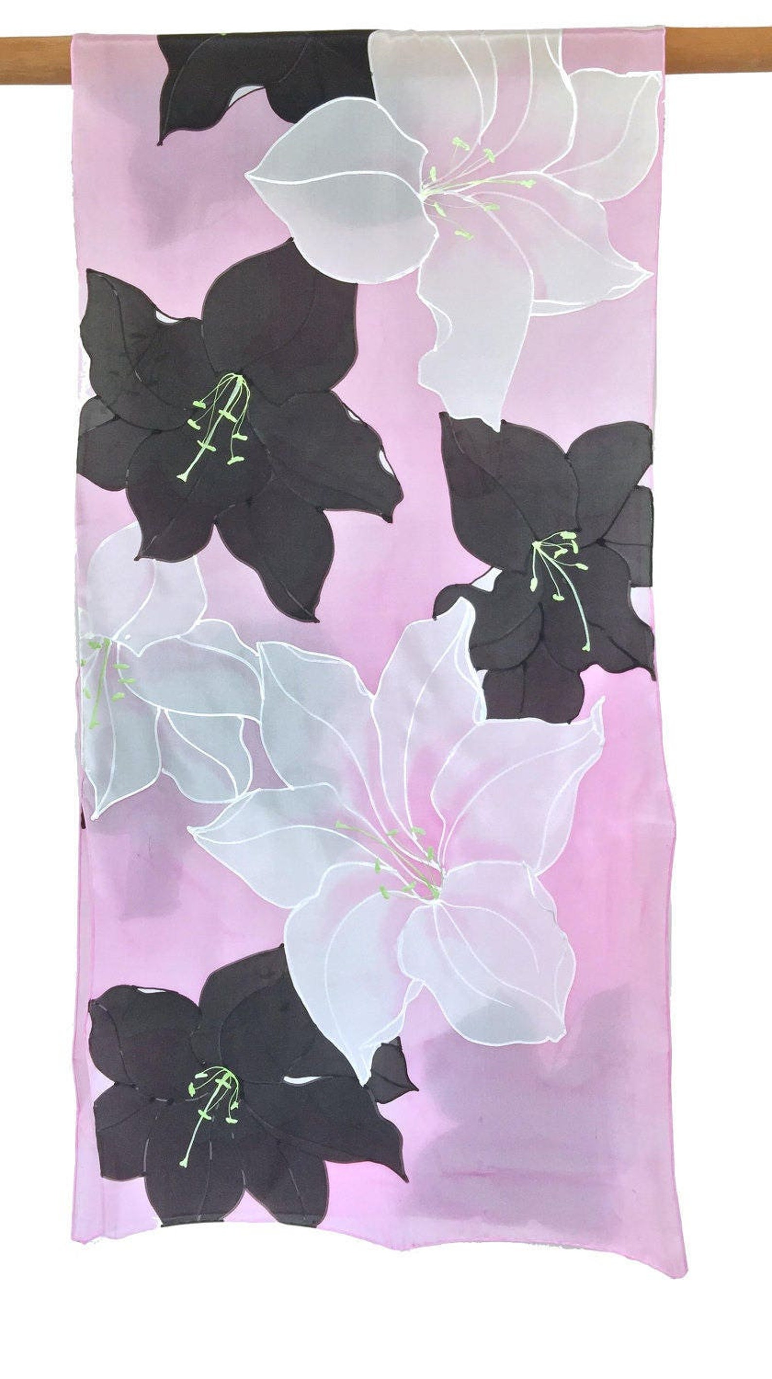 Hand Painted Silk Wrap Personalized Gift Japanese Pink and | Etsy