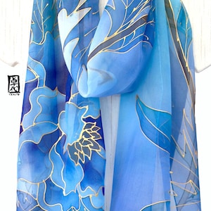 Large Silk Scarf Handpainted Hand Dyed Blue Silk Scarf - Etsy Canada