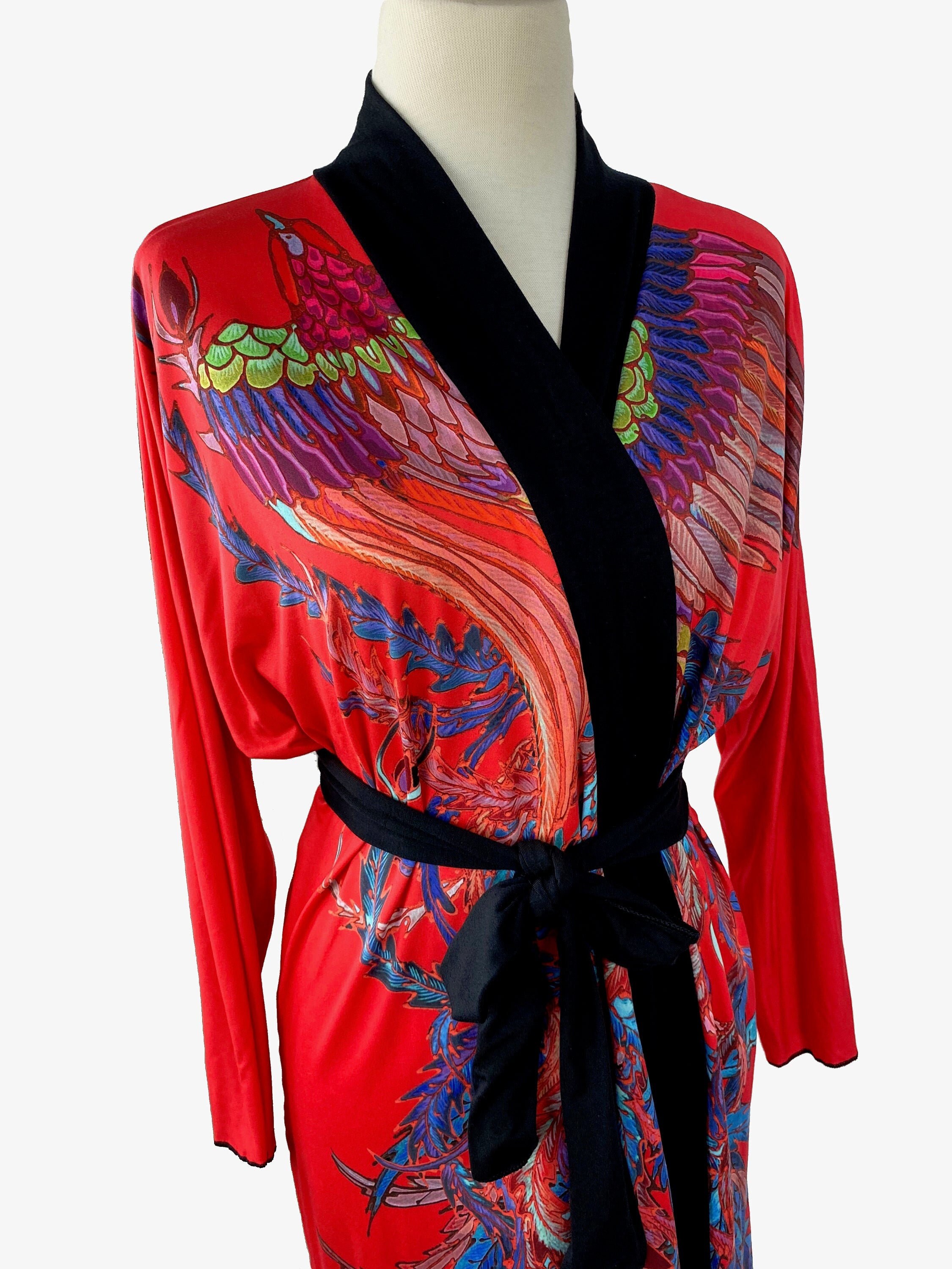 Red Phoenix Long Kimono Robe for Women Japanese Gift | Etsy