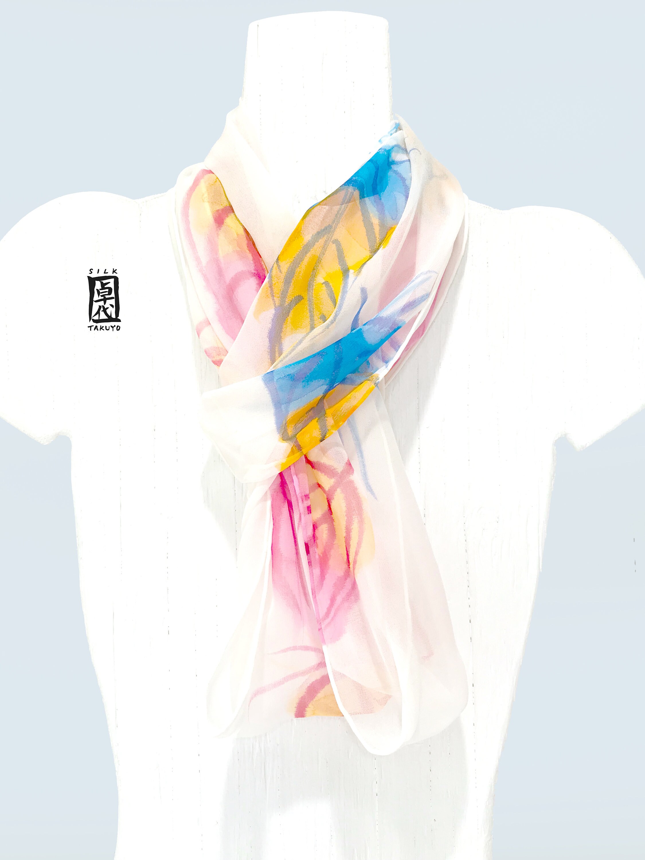 Silk Scarf Handpainted Feather Scarf Bird Scarf Infinity | Etsy