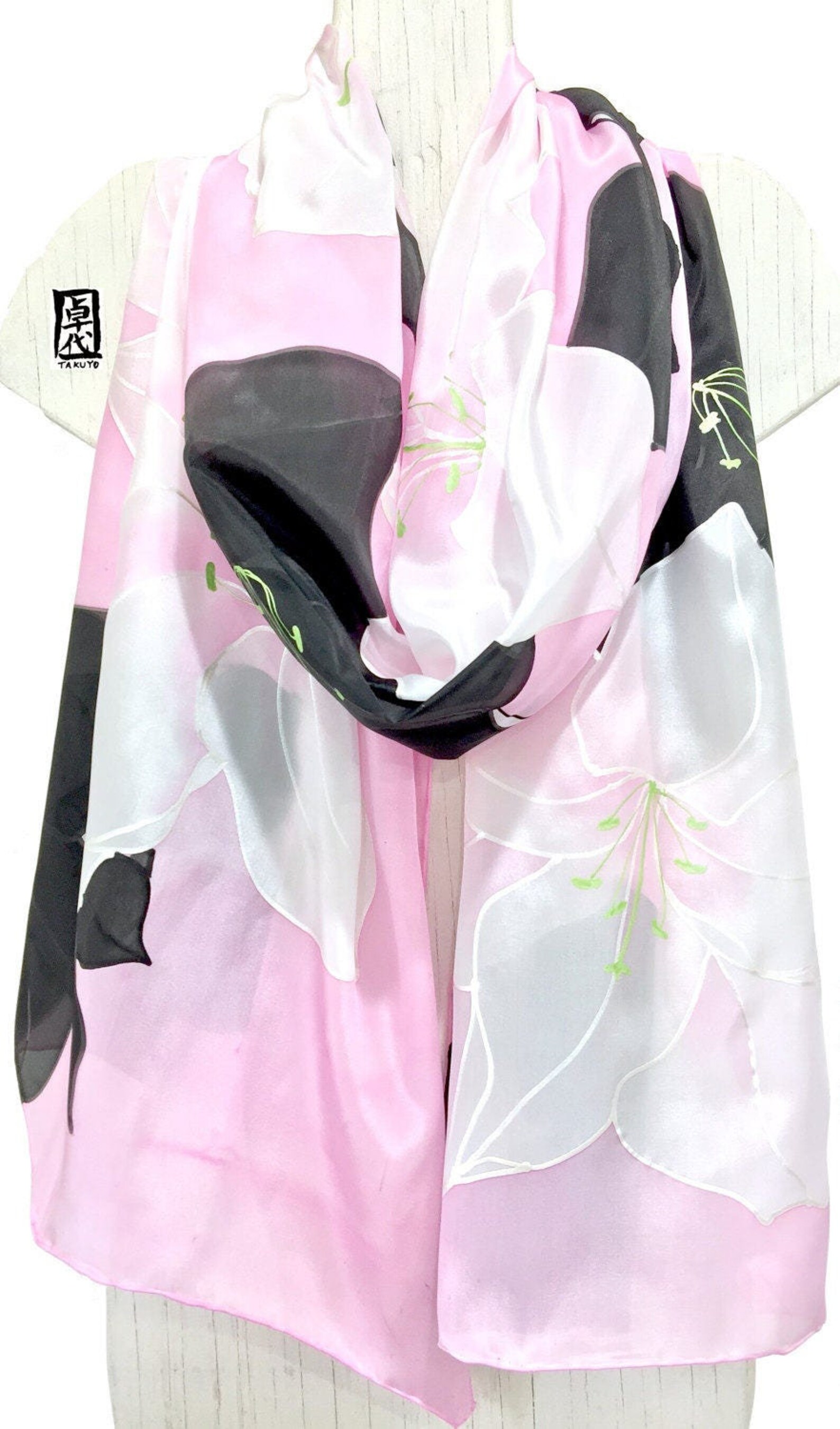 Hand Painted Silk Wrap Personalized Gift Japanese Pink and | Etsy