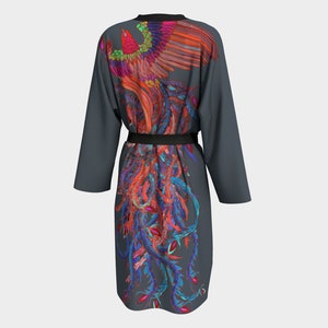 Dark Gray Phoenix Japanese Kimono Robe Long, Made to Order - Etsy