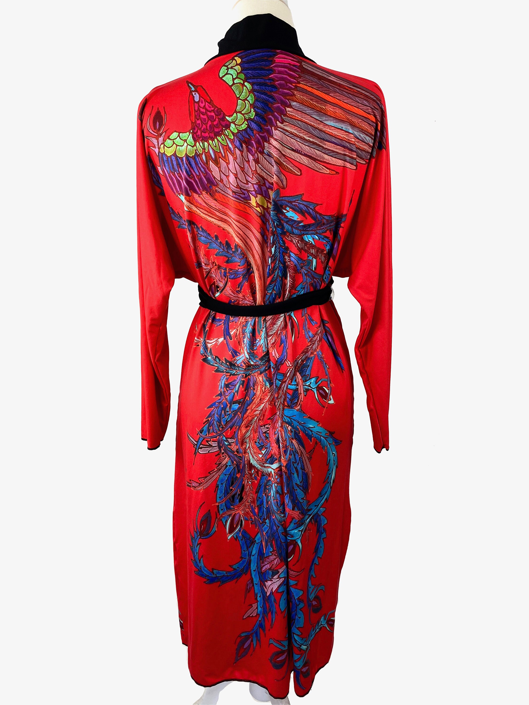 Red Phoenix Long Kimono Robe for Women Japanese Gift | Etsy