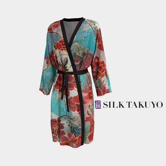 Kimono Robe Long Luna Moth Moon Goddess Gray Japanese Robe - Etsy