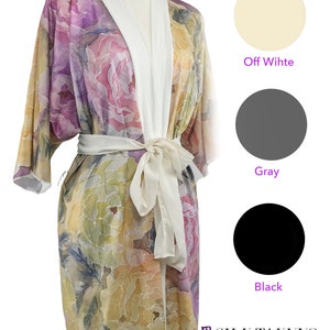 Peignoir Kimono Long, Japanese Kimono Robe, Dark Blue Long Kimono Robe ...