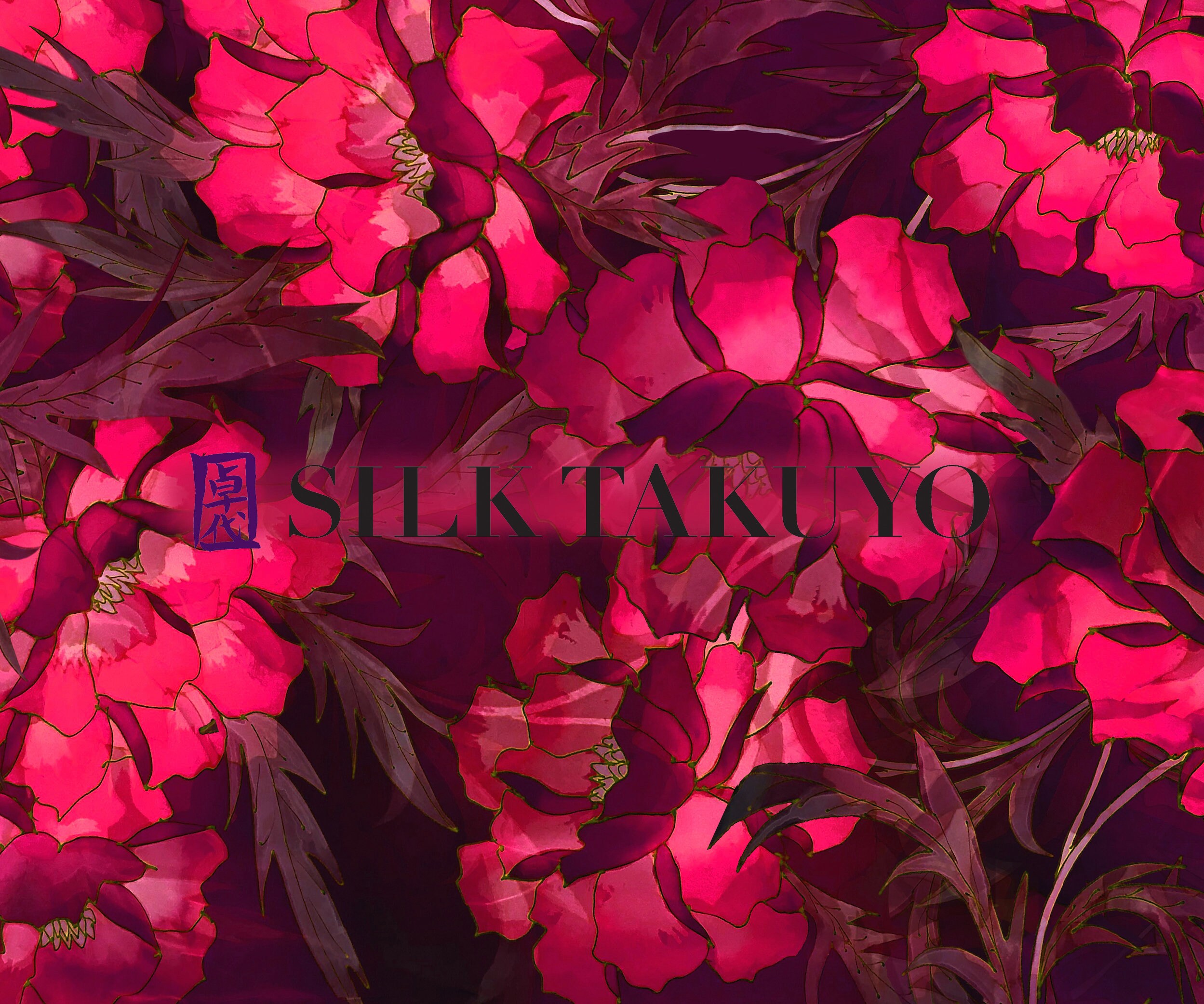 Silk Kimono Robe, Ruby Red Peony, Available in Silk Twill, Sheer Poly ...