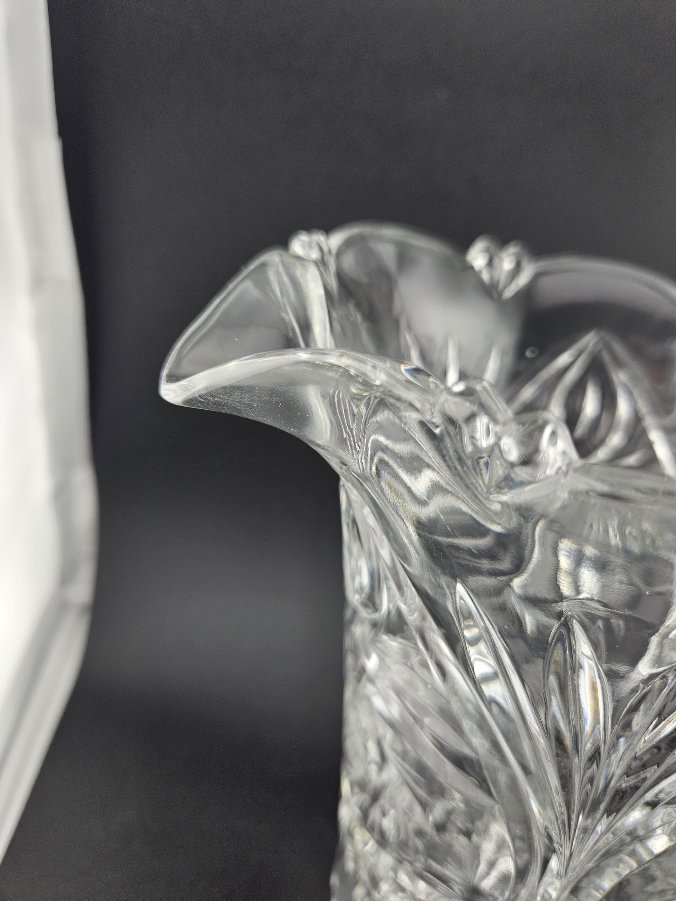 Vintage Heavy Cut Glass Pitcher | Pressed Crystal 8" Starburst Pattern ...