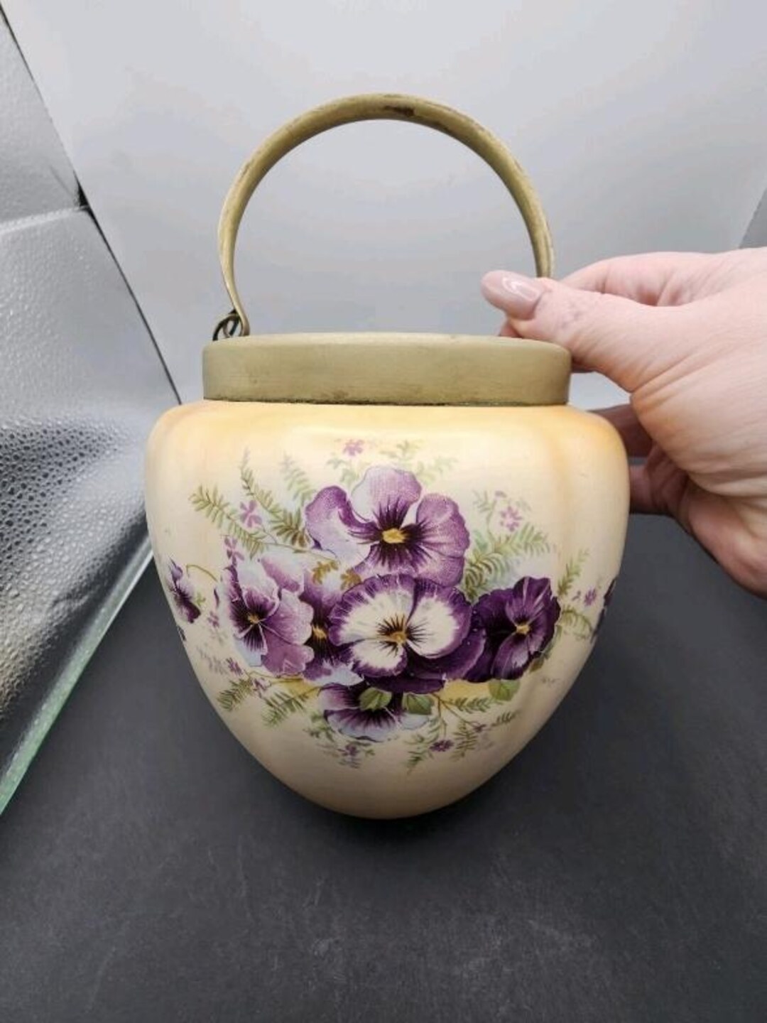Vintage Crown Devon Biscuit Barrel – Hand Painted Pansy Cookie Jar - Etsy