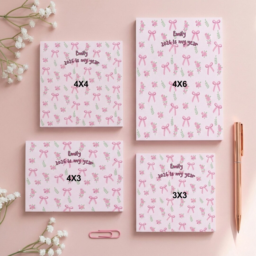 Cute Personalized Sticky Notes, Custom Post It Notes, Pink Coquette ...