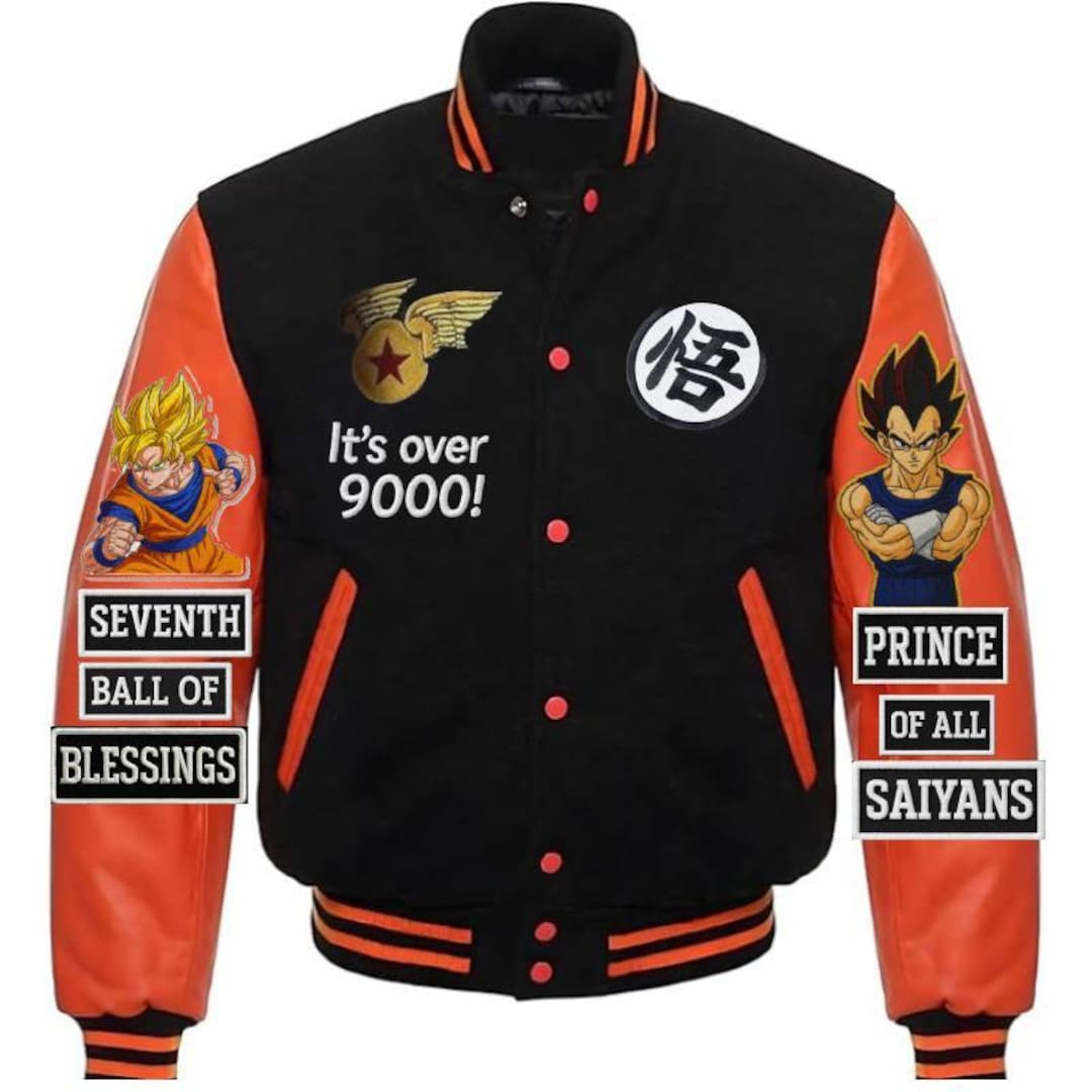 Dragon Ball Varsity Jacket | Goku Vegeta Wool Letterman With Leather ...