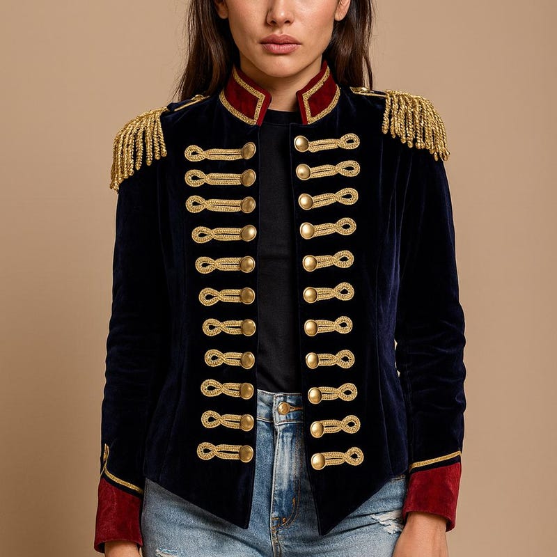 Velvet Military Women Coat - Etsy UK